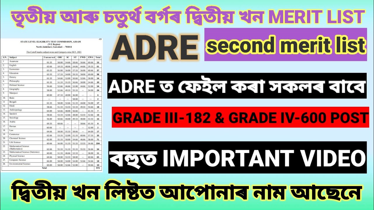 ADRE SECOND MERIT LIST |# adre 2nd merit list |#adre additional merit list | - YouTube