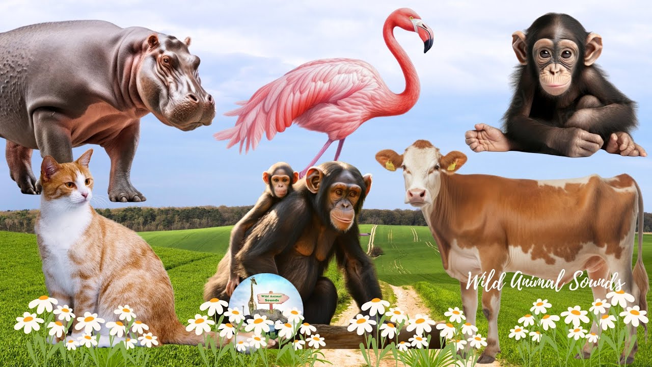 Lovely Animal Sounds In Nature: Chimpanzee, Flamingo, Cow, Hippopotamus ...