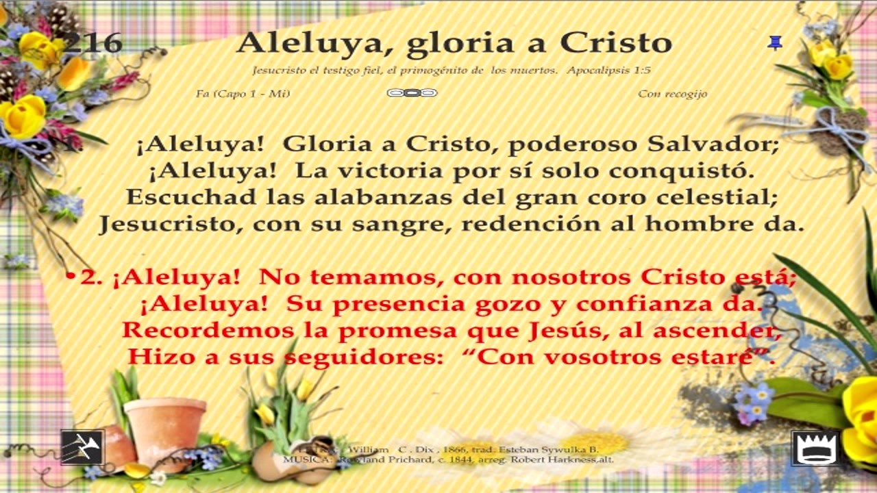 Himno 216 Aleluya, gloria a Cristo Video, pista y letra - YouTube