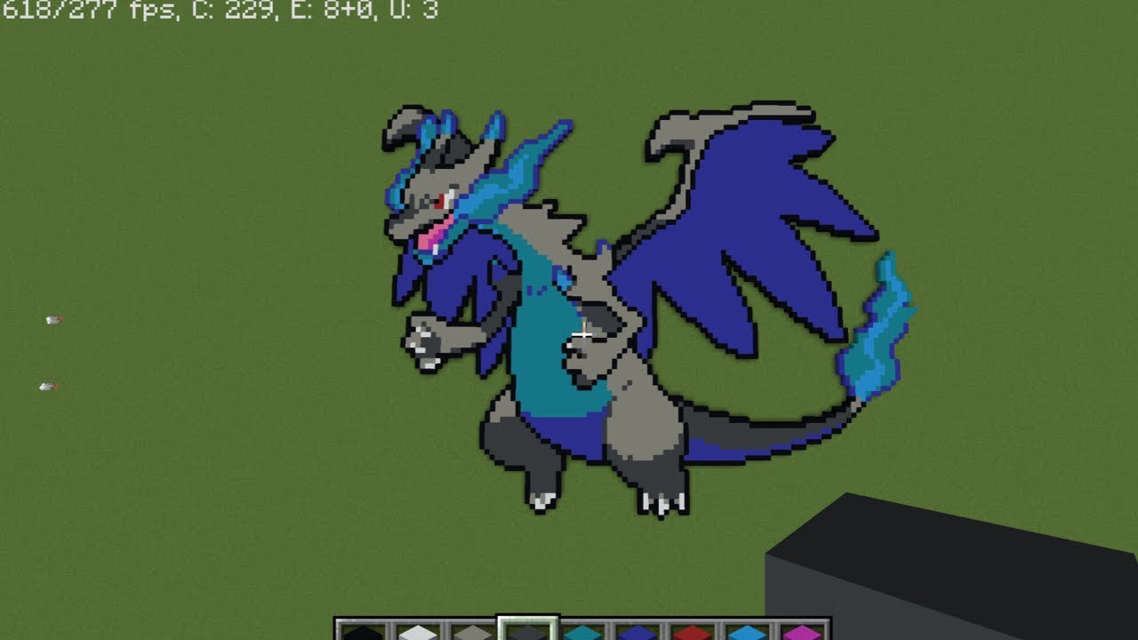 Minecraft MEGA CHARIZARD X SPEED PIXEL ART (Flashing Image Warning ...