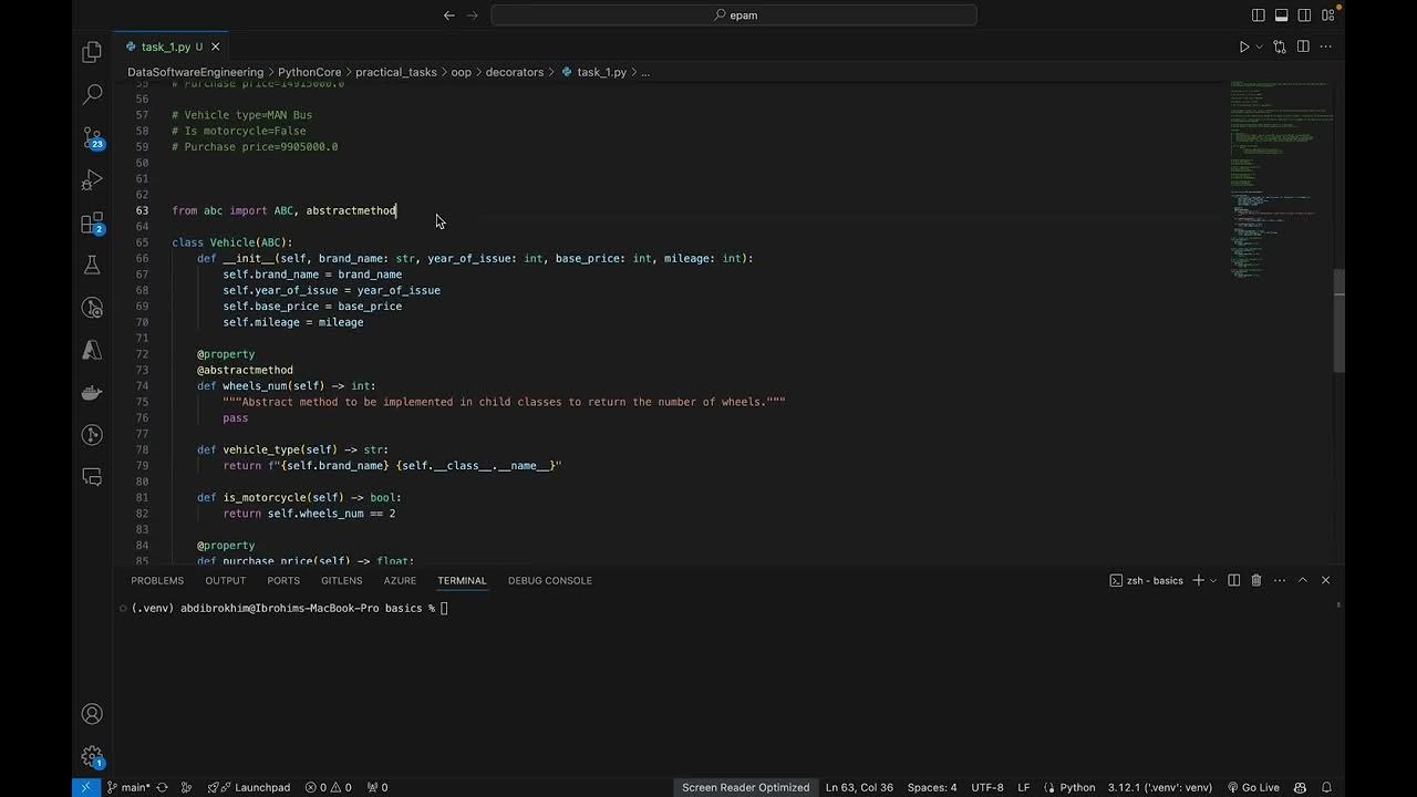 Practical tasks Decorators, OOP, Python Core, Data Software Engineering, Epam Training - YouTube