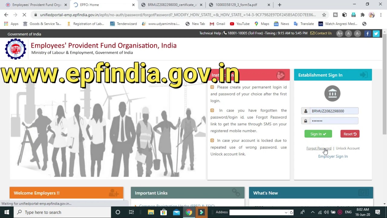 Download PF certificate /Forgot epfo password| epf code allotment ...