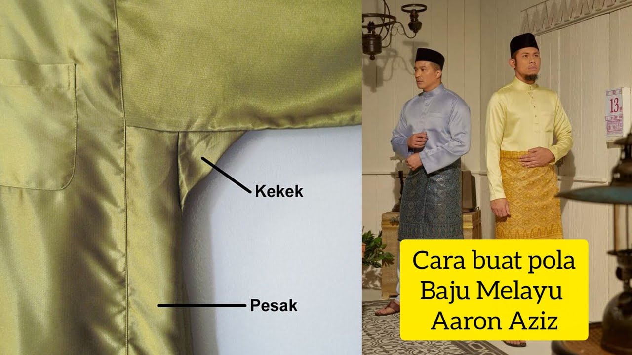 cara buat baju melayu tradisional pesak JOHOR cekak musang - YouTube
