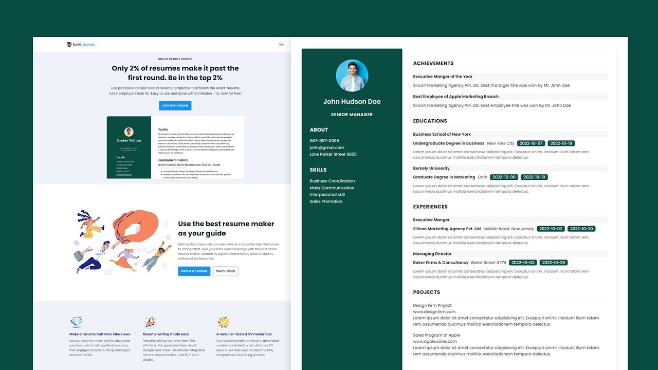 Demo Resumecv Builder Javascript Project Html Css And Vanilla Javascript Resume Design 7952