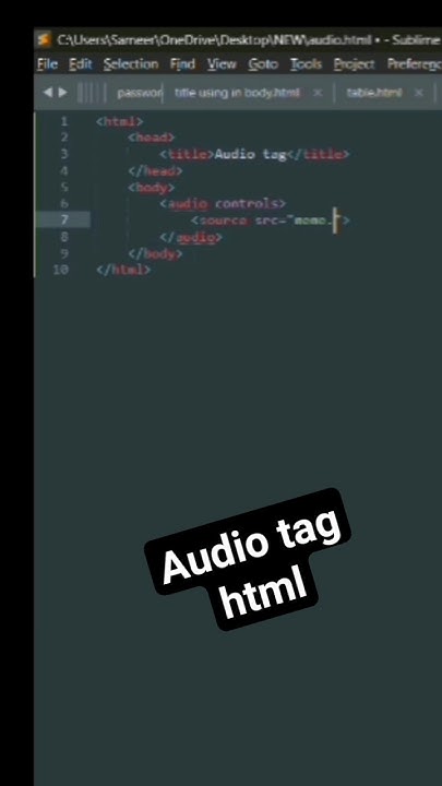 20/30 HTML audio tag ( web development complete course ) #codebuddy # ...