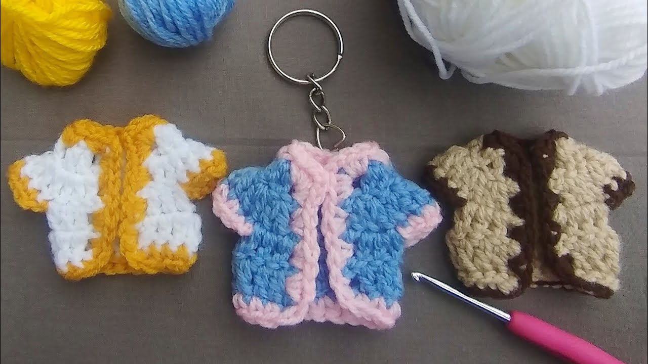 easy Crochet Mini Jacket | jacket crochet keychain - YouTube