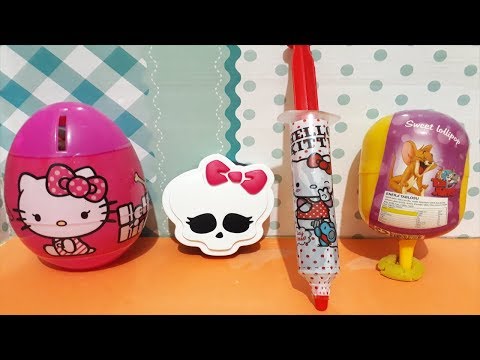 Sürpriz Oyuncaklar Açıyorum : Hello Kitty Yumurta ve Şırıngası Monster High Tom ve Jerry