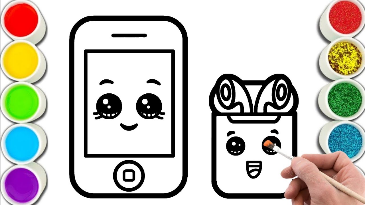 Mobile Phone and iPod Easy and Simple drawing easy with colours - YouTube