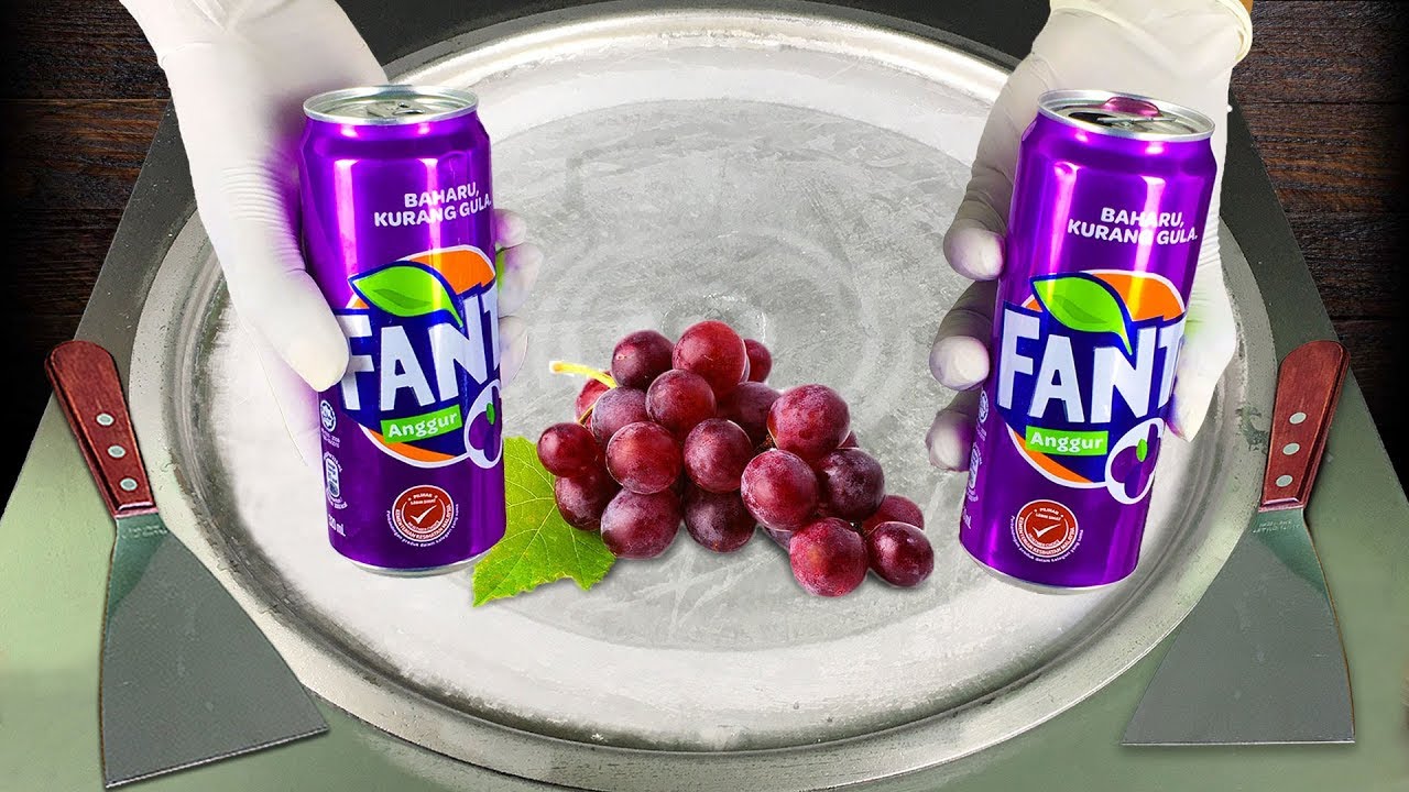 Fanta ASMR Ice cream Rolls With Fanta & Grapefruit- How to Make Anggur ...