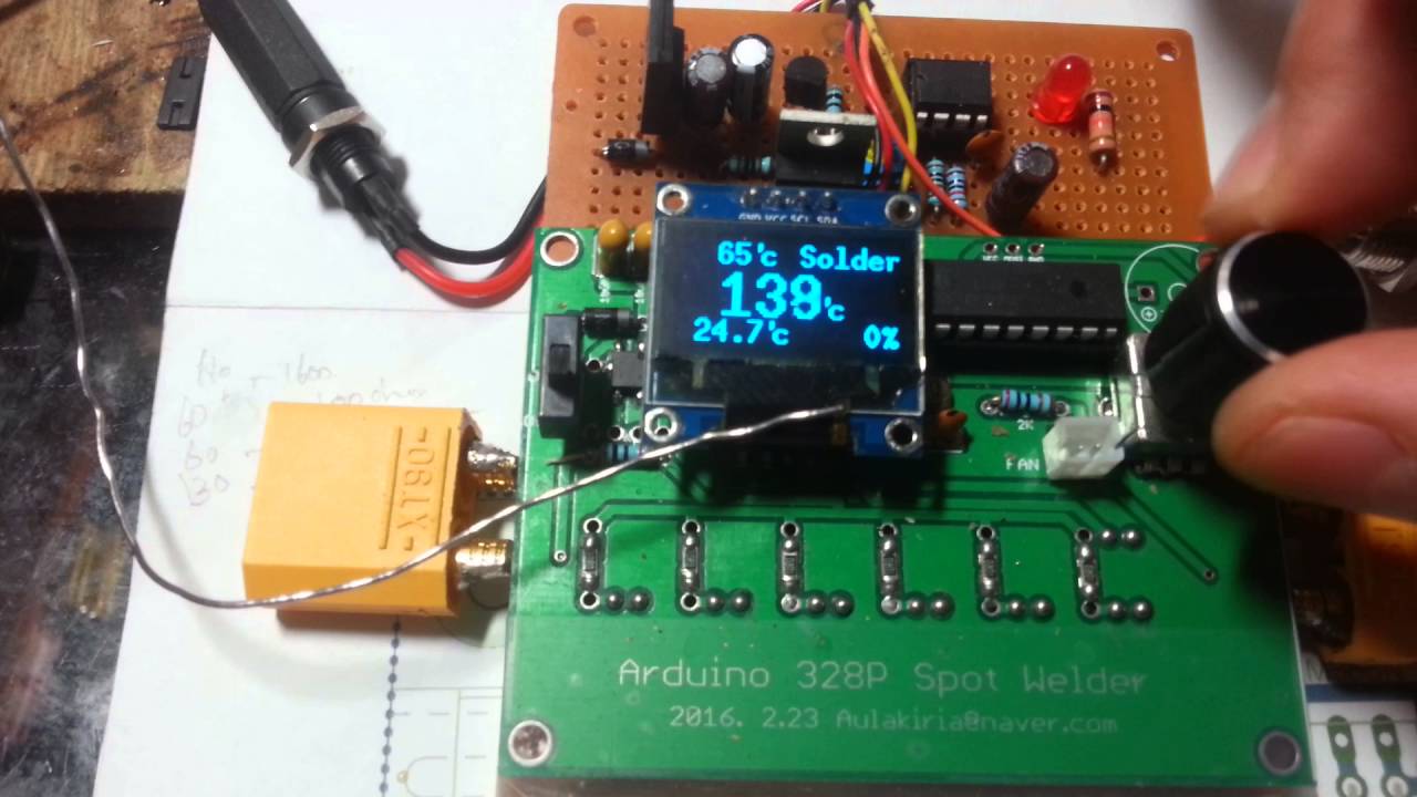 스폿용접 하코 T12 인두기 Spot welder for 18650 + hakko T12 soldering iron Test ...