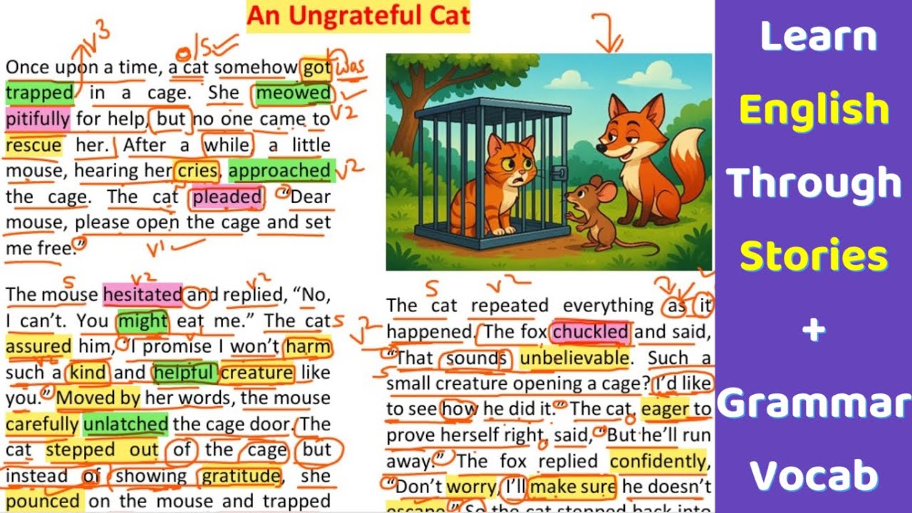 Ungrateful Cat Story || Learn English Through Story || English Reading ...