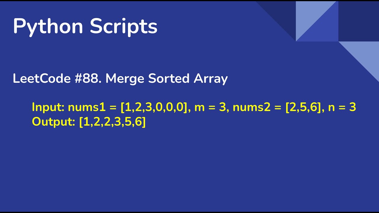 Leetcode88 Merge Sorted Array Youtube 0116