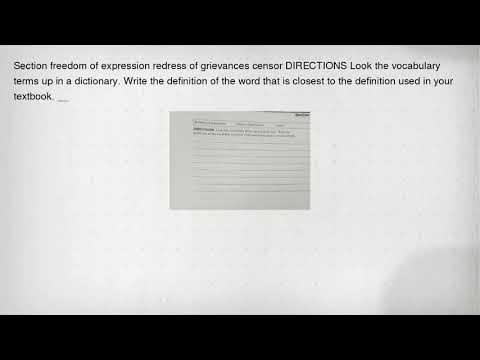 Section freedom of expression redress of grievances censor DIRECTIONS ...