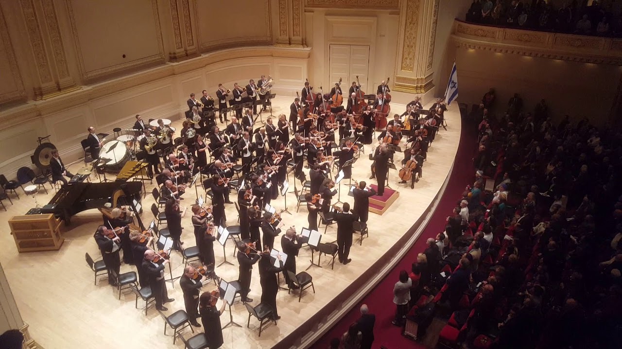 Israel Philharmonic Orchestra at Carnegie Hall performing Hatikvah ...