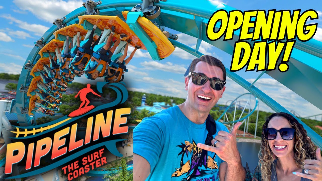 We Rode SeaWorld's NEWEST Surf Coaster! Pipeline Opening Day! | Ride ...
