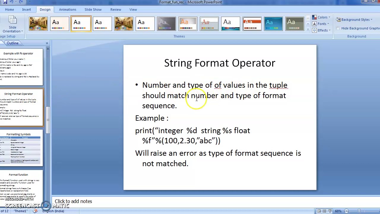 String Formatting Operator In Python By Anand A Bhosle YouTube String Formatting Operator In Python By Anand A Bhosle YouTube
