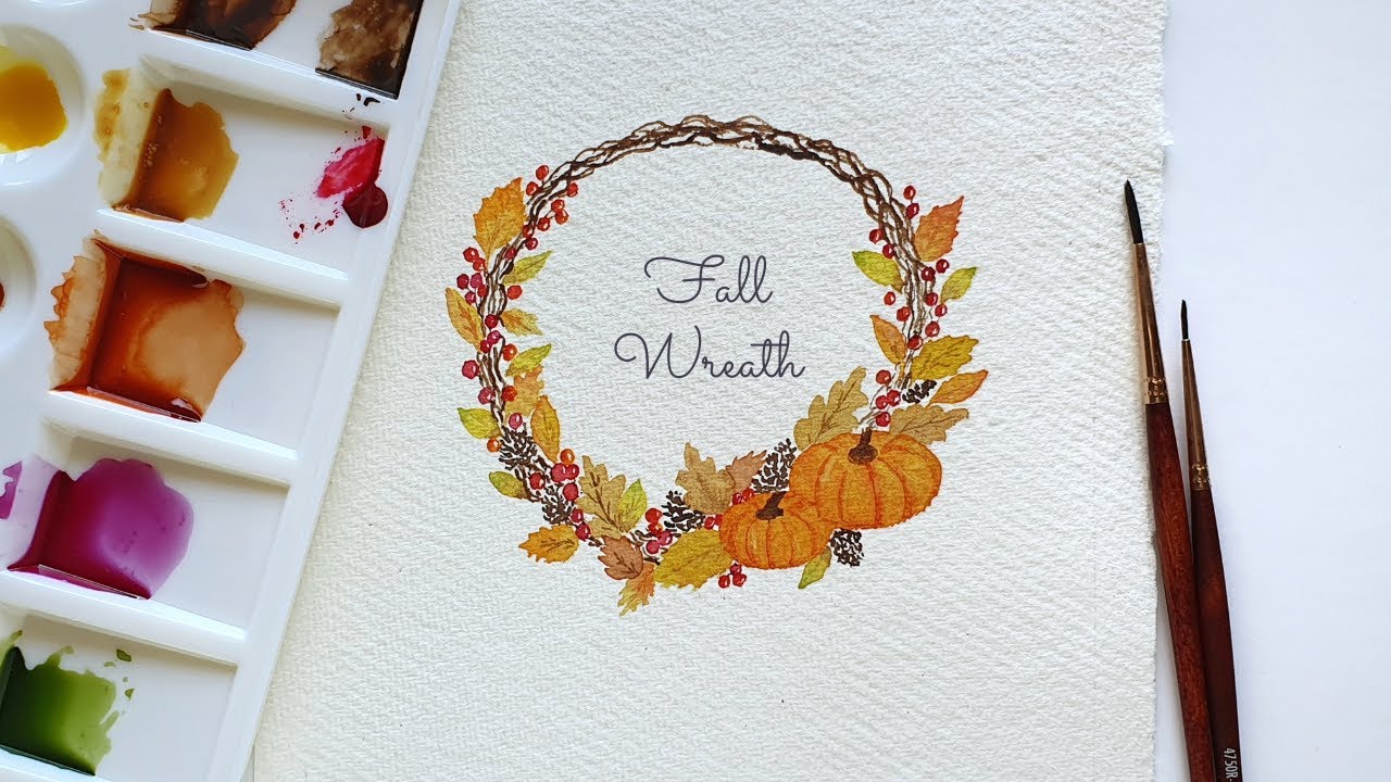 Fall Wreath with Watercolors | How to paint an Autumn Wreath| Easy ...