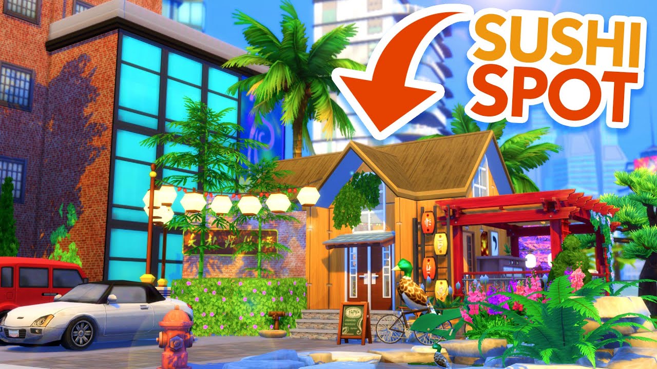 Tiny Sushi Restaurant // Sims 4 Speed Build - YouTube