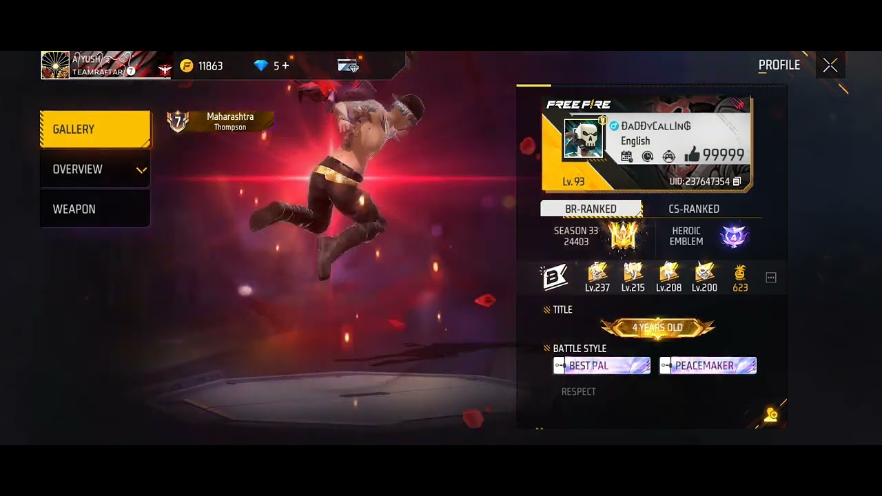 #daddy calling real ff 🆔 # v badge $rudransh gamer - YouTube
