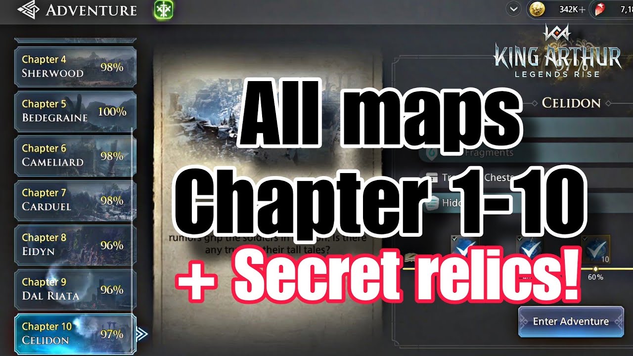 All 100% Adventure Maps and Secret relics location - King Arthur ...