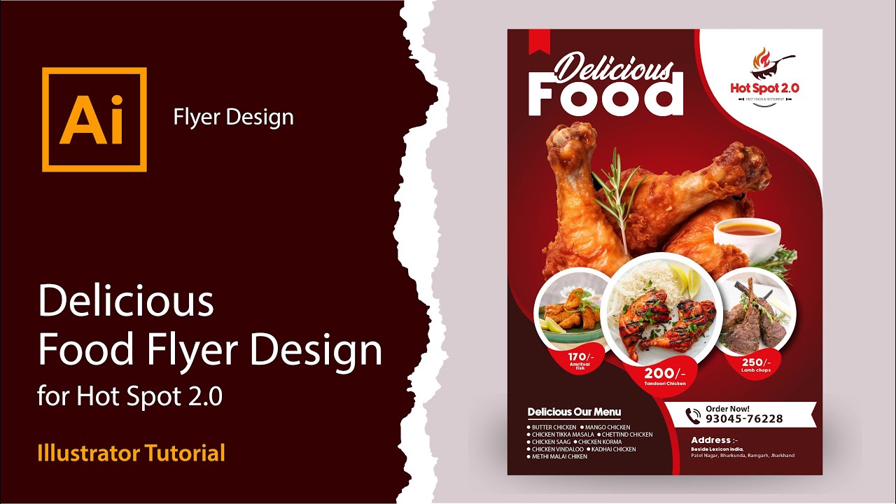 How to Create a Delicious Food Flyer Design in Adobe Illustrator | Step ...