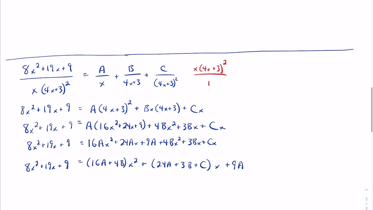 Unit 1 Video 19 Partial Fractions 2 - YouTube