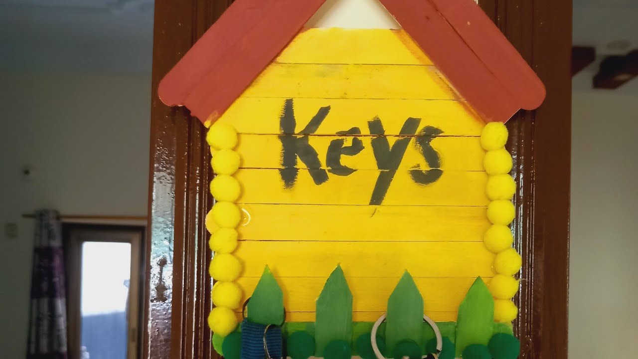 keys hanging craft with a help of sticks - YouTube