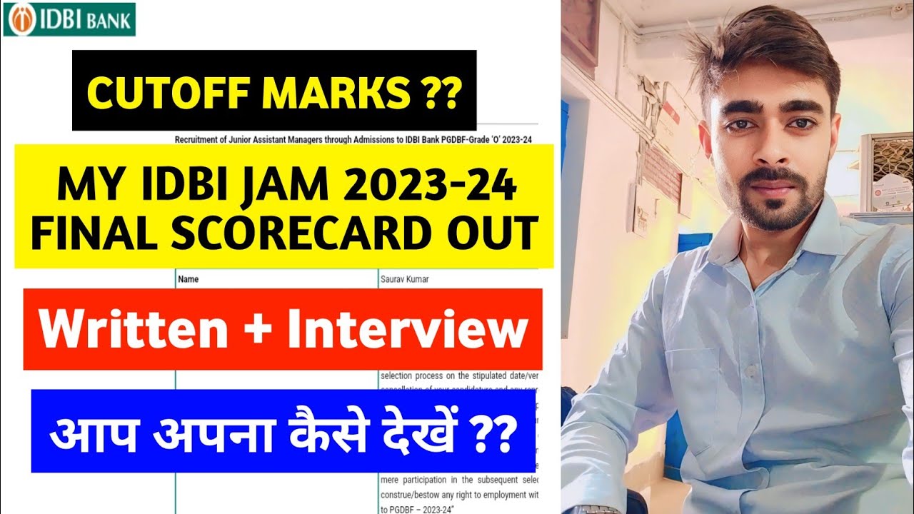 My IDBI JAM Final Scorecard 2023-24 ️ ️ || IDBI JAM Written + Interview ...