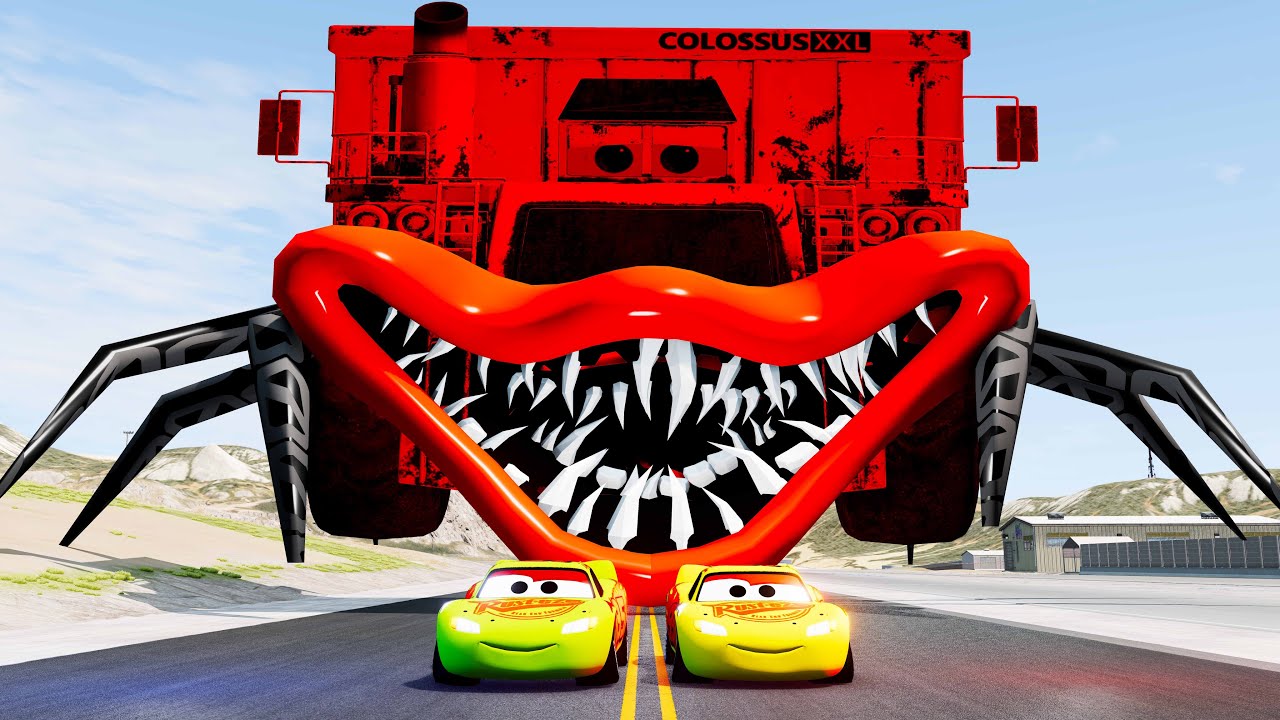 Epic Escape | Colosus Red XXL Car Eater | Lightning McQueen vs. Colosus ...