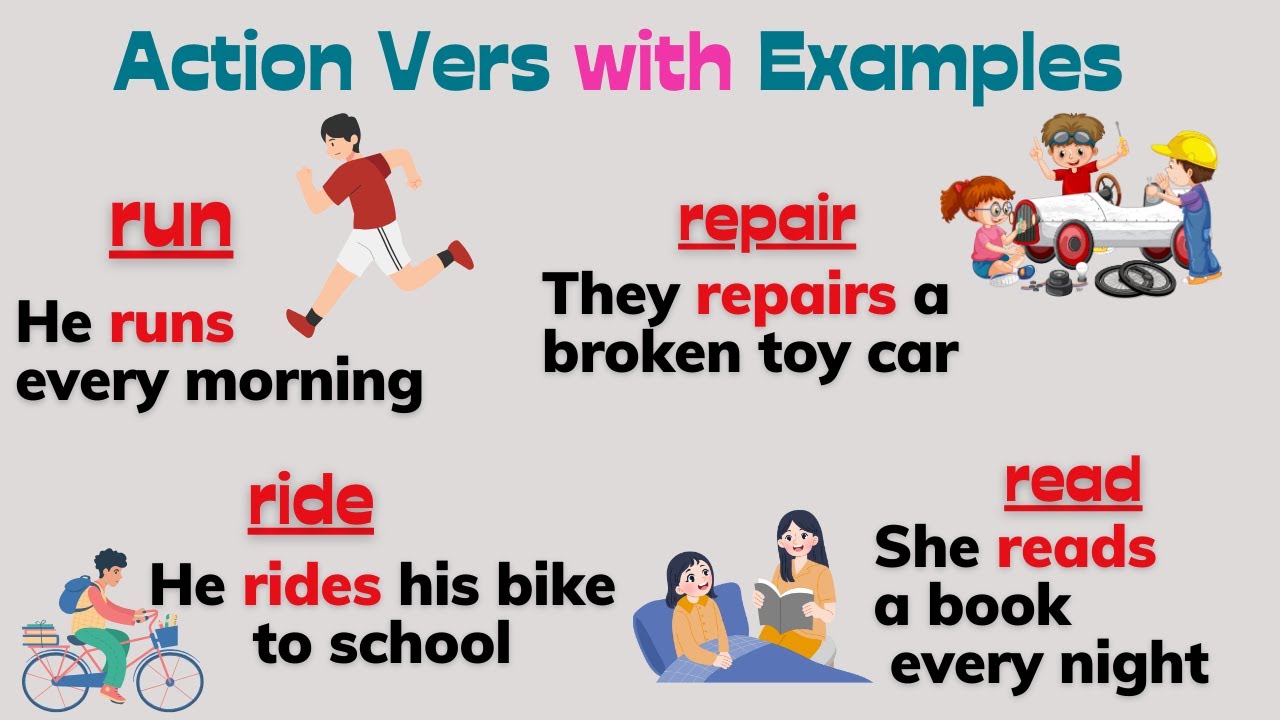 Common Action Verbs in English | 50 Action Verbs in English with ...