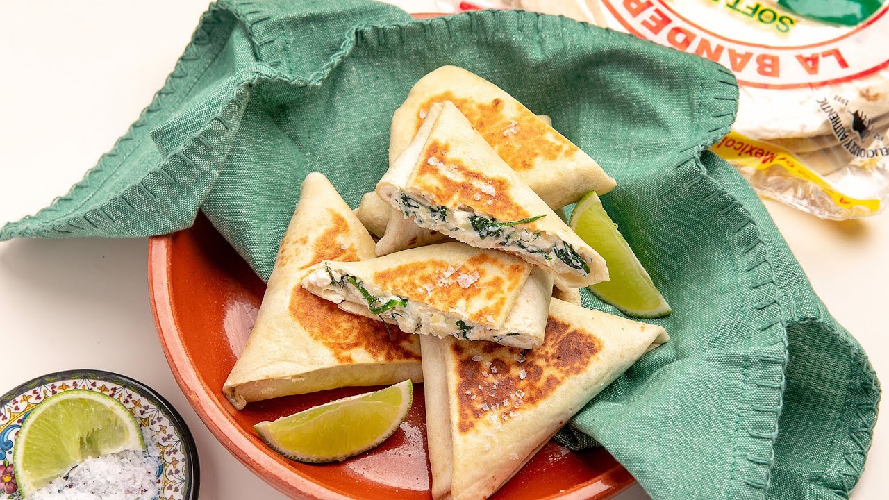 Fetta and Spinach Tortilla Triangles - YouTube