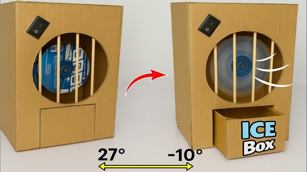 How to Make a Mini Air Cooler with Ice | DIY Cardboard Cooler for ...