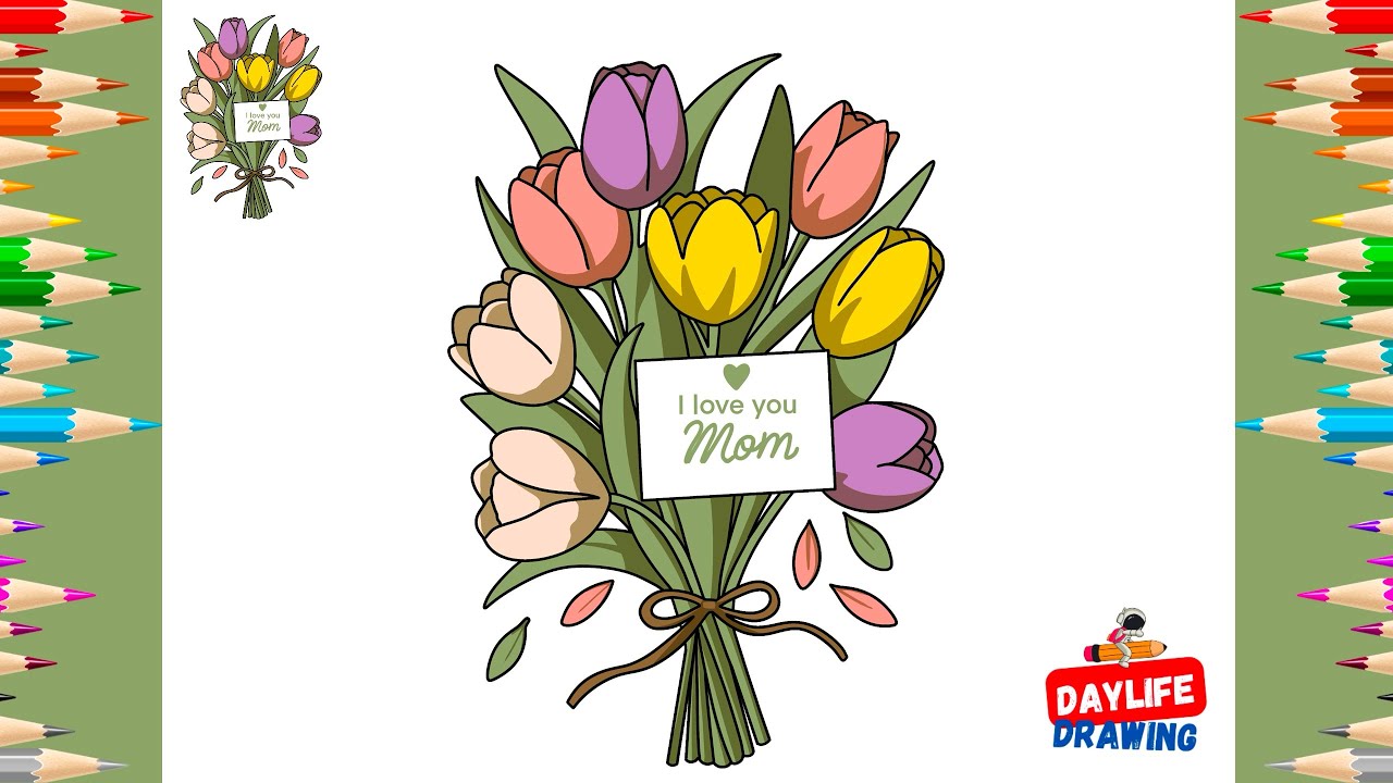 How to Draw a Flower Bouquet | Mother's Day Drawing - YouTube