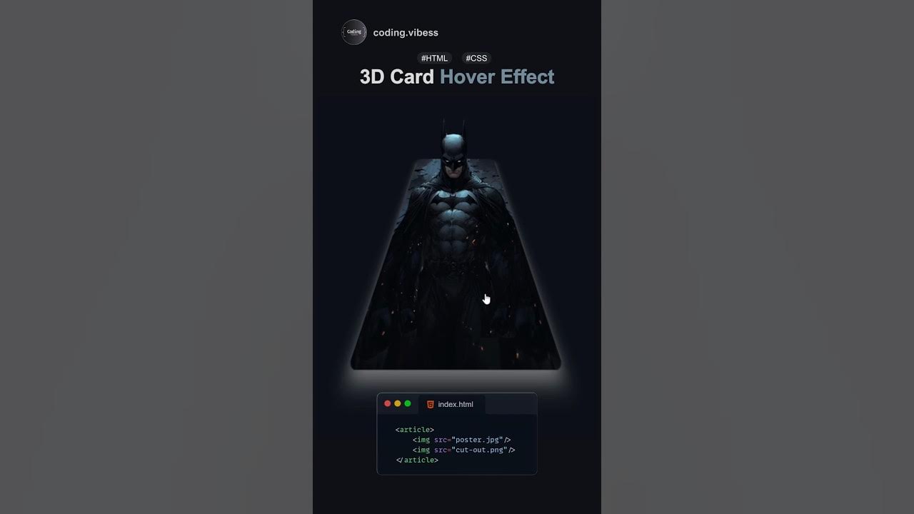 3D Card Hover Effect using HTML & CSS! 🚀 - YouTube