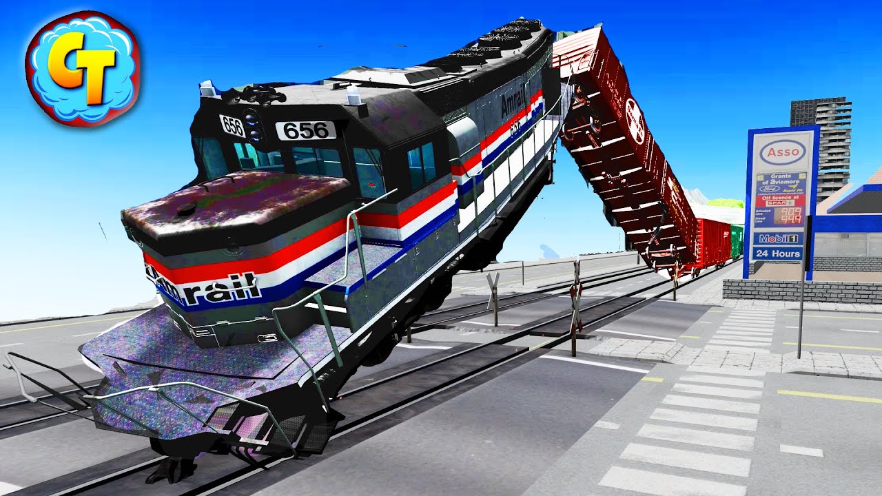 RUSTY Rail Switch FAILURE Freight Trains Derailments BEAMNG.Drive ...