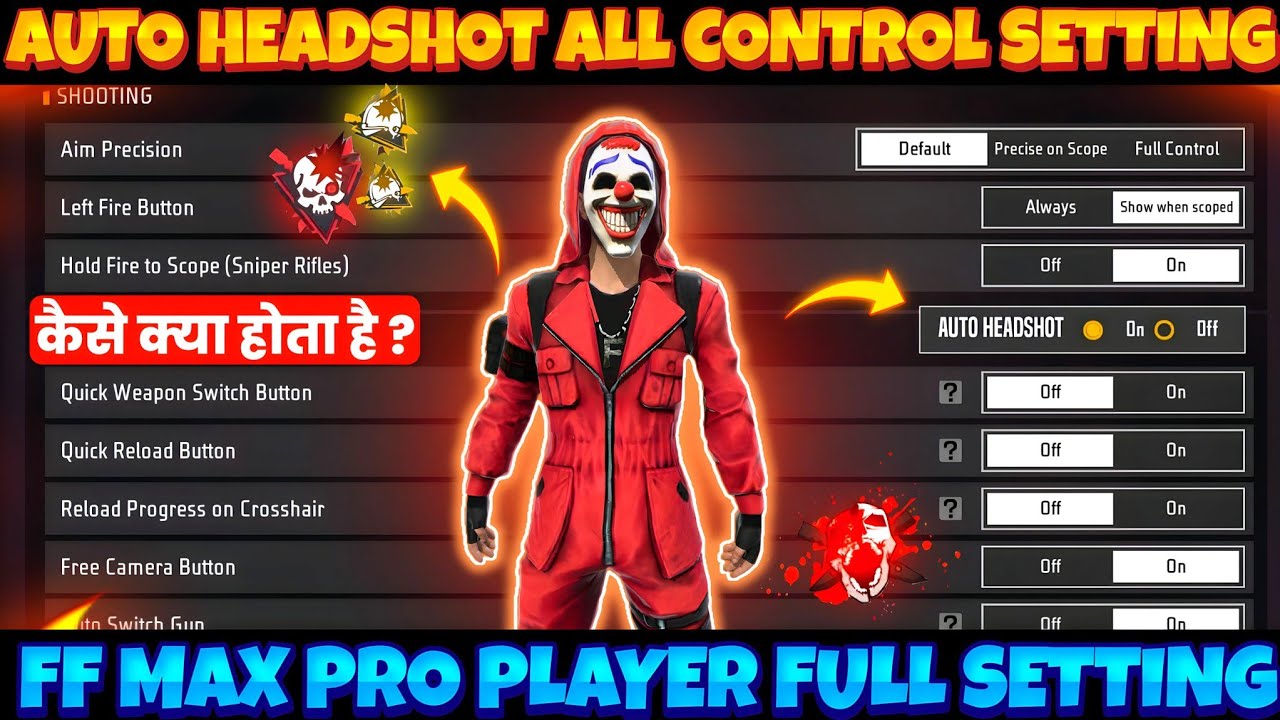 Free Fire Control Setting Full Details | Pro Player Setting Free Fire ...