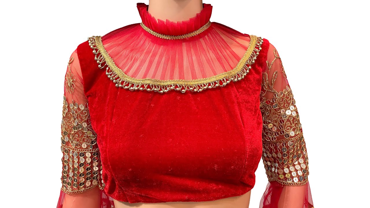 Frill coller neck blouse gala design cutting and stitching/Blouse ...