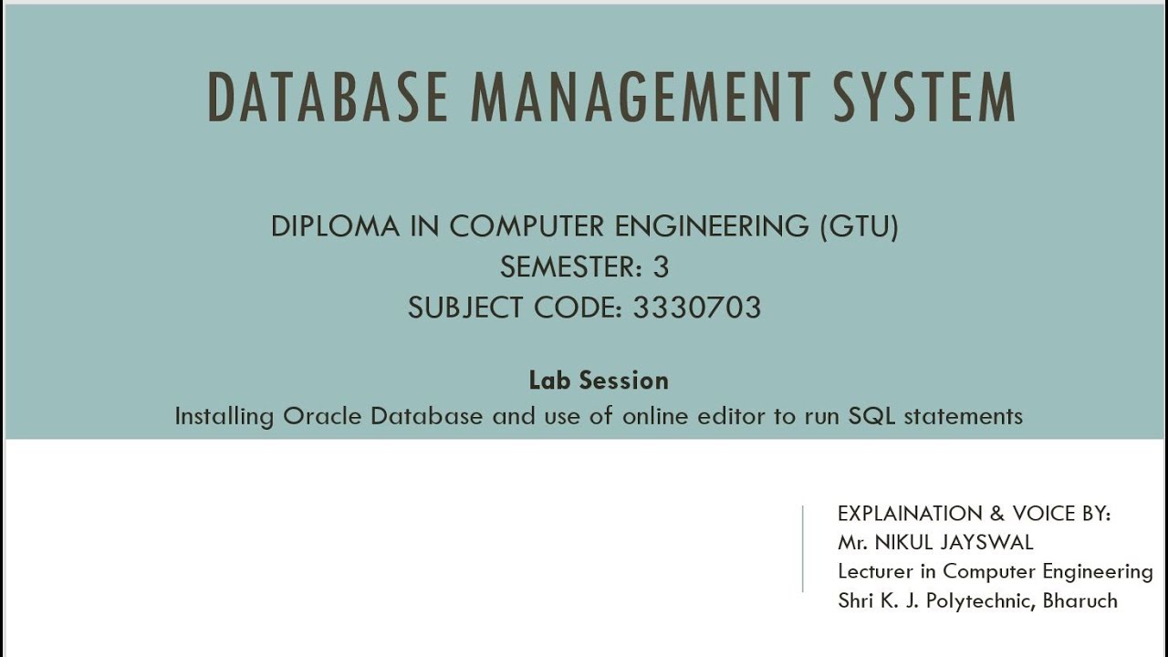 Dbms Lab Session 1 Installing Oracle 11g And Executing Sql 8416
