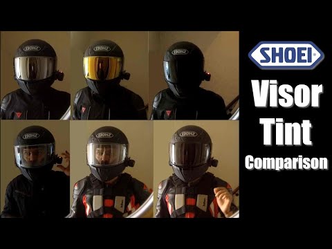 Shoei Visor Comparison (Gold, Silver, Dark Smoke, Transitions)