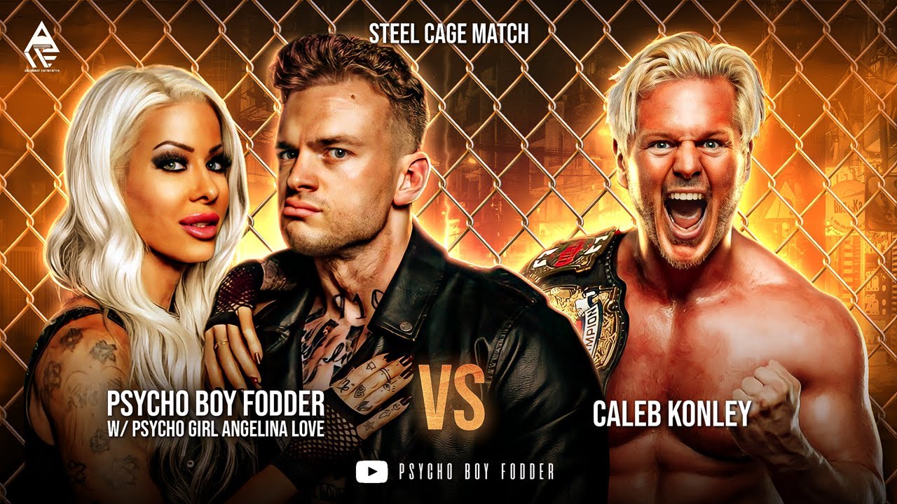 Fodder w/ Psycho Girl Angelina Love vs Caleb Konley | Steel Cage | RWA ...