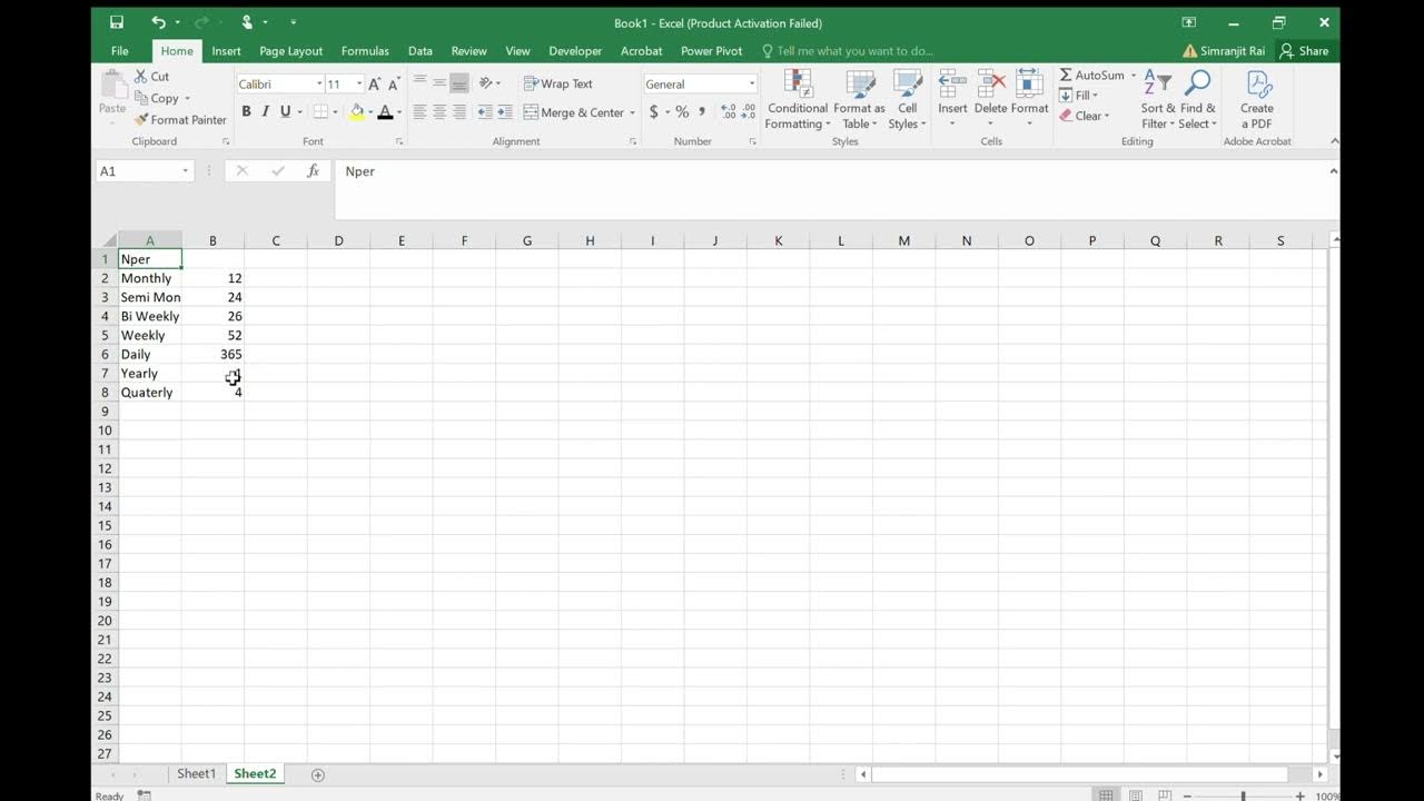 Excel Sheet Tutorial Financial Calculators, data validation function and VLOOKUP function - YouTube