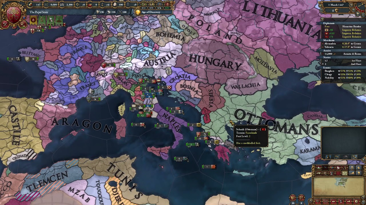EU4 | Papal States - Holy Trinity | Part 1 (1444 - 1483) [No Commentary ...