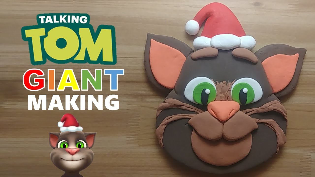 GIANT Christmas TALKING TOM clay cracking making 거대 크리스마스 토킹톰 클레이로 만들기 ...