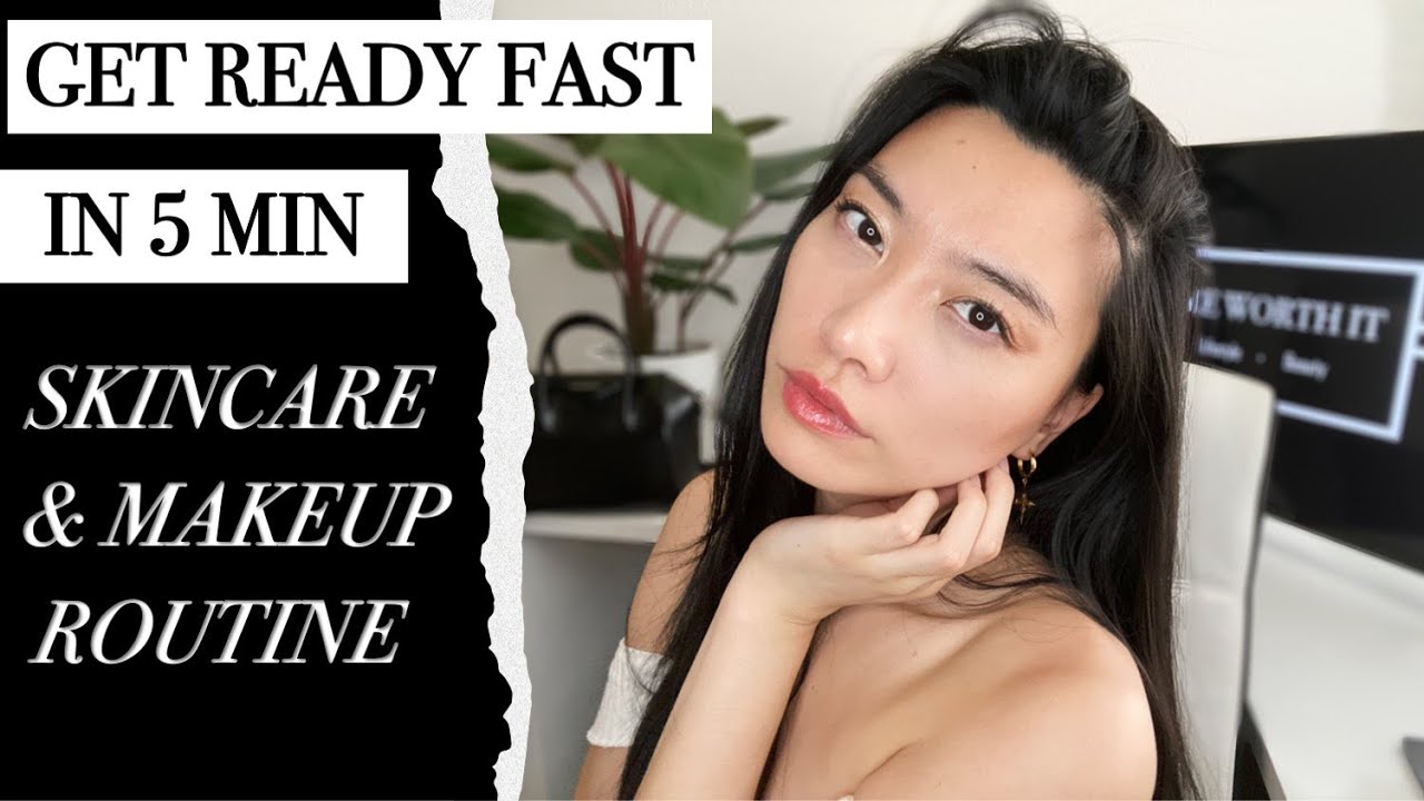 GET READY FAST 5 Min Skincare and Makeup Morning Routine - YouTube