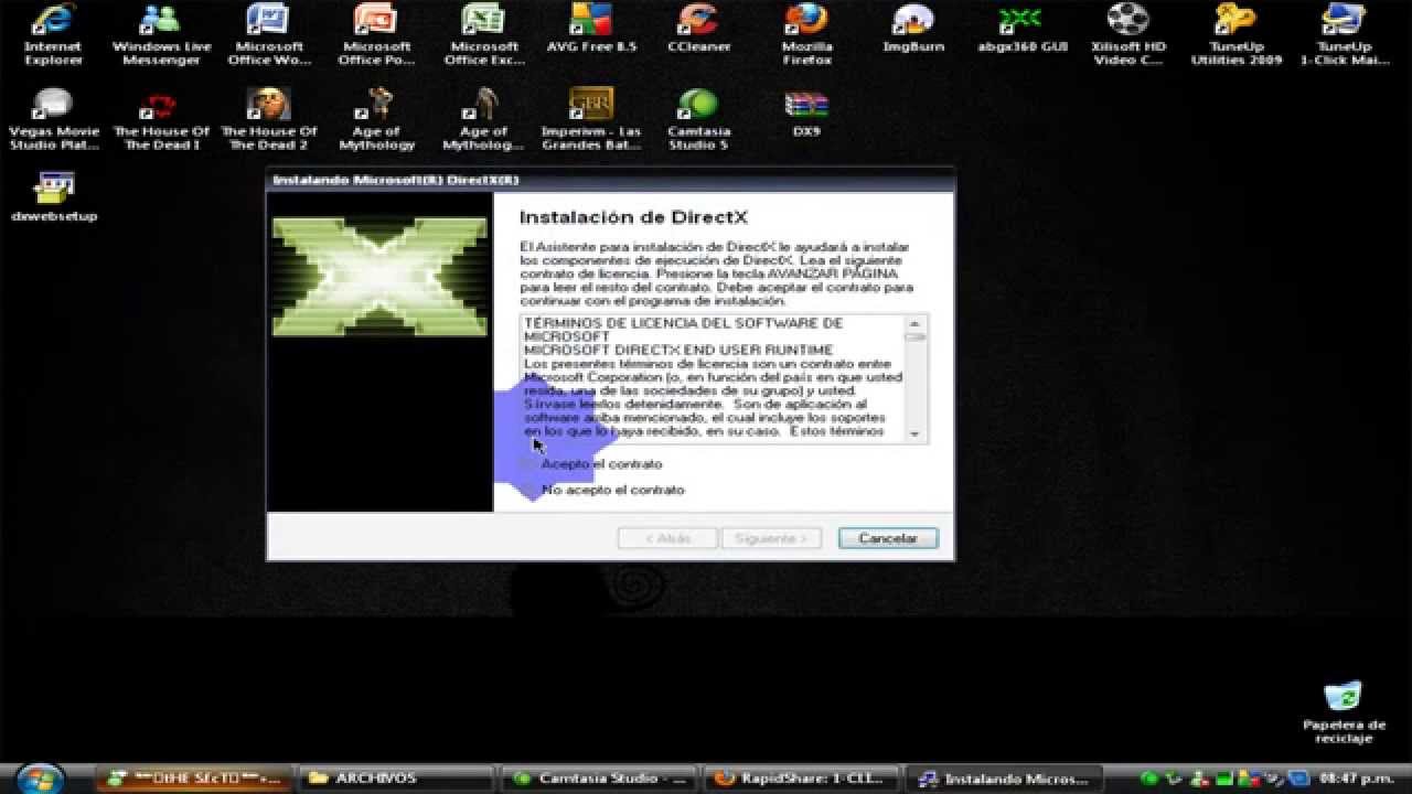 Instalar DIRECTX 9 para Windows XP Vista y 7 - YouTube