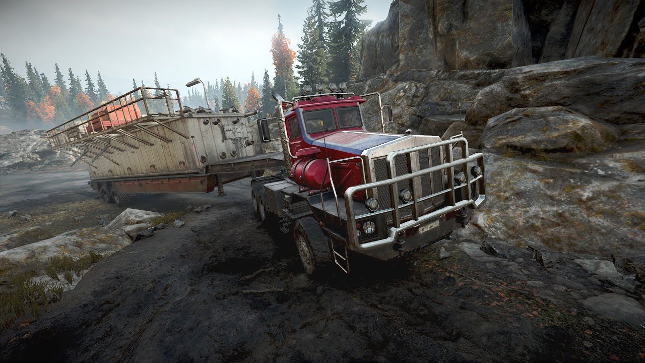 TRANSPORTING A CONSTRUCTION RIG SEMI - TRAILER WITH TONAR 7502 TRUCK IN ...