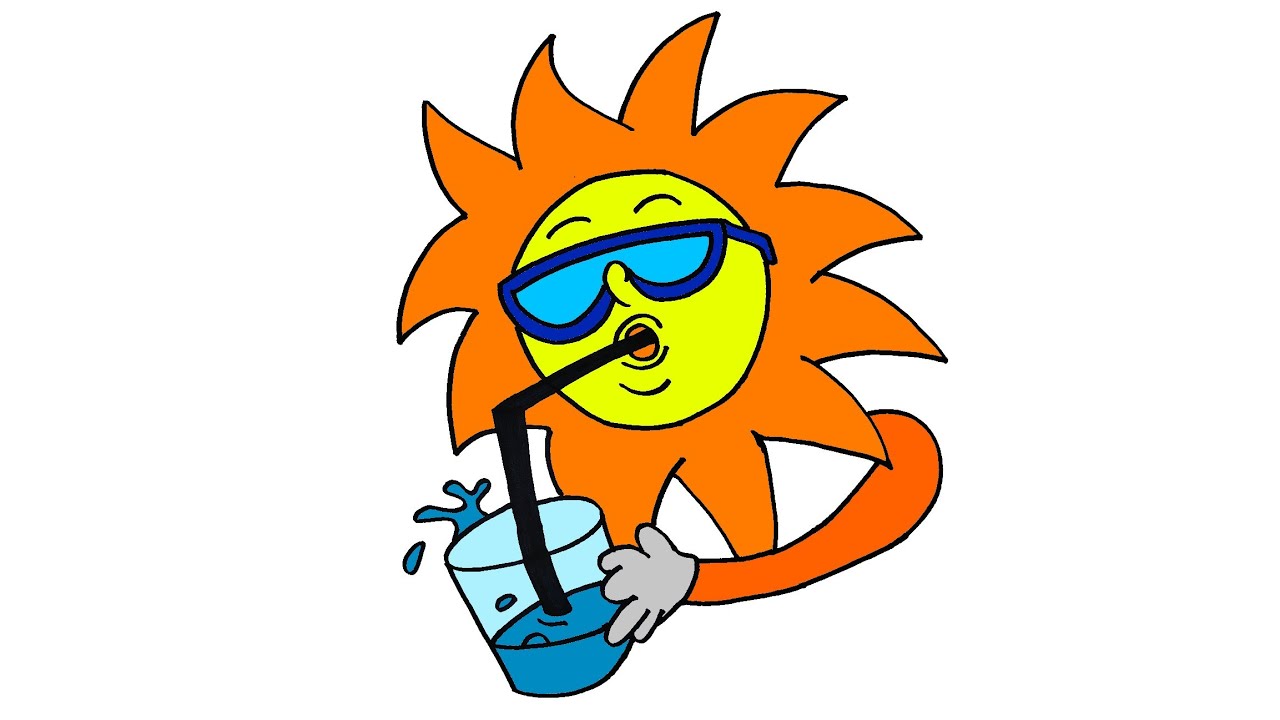 How to Draw a Sun Drinking Water Very Easy | Drawing | Sketches - YouTube