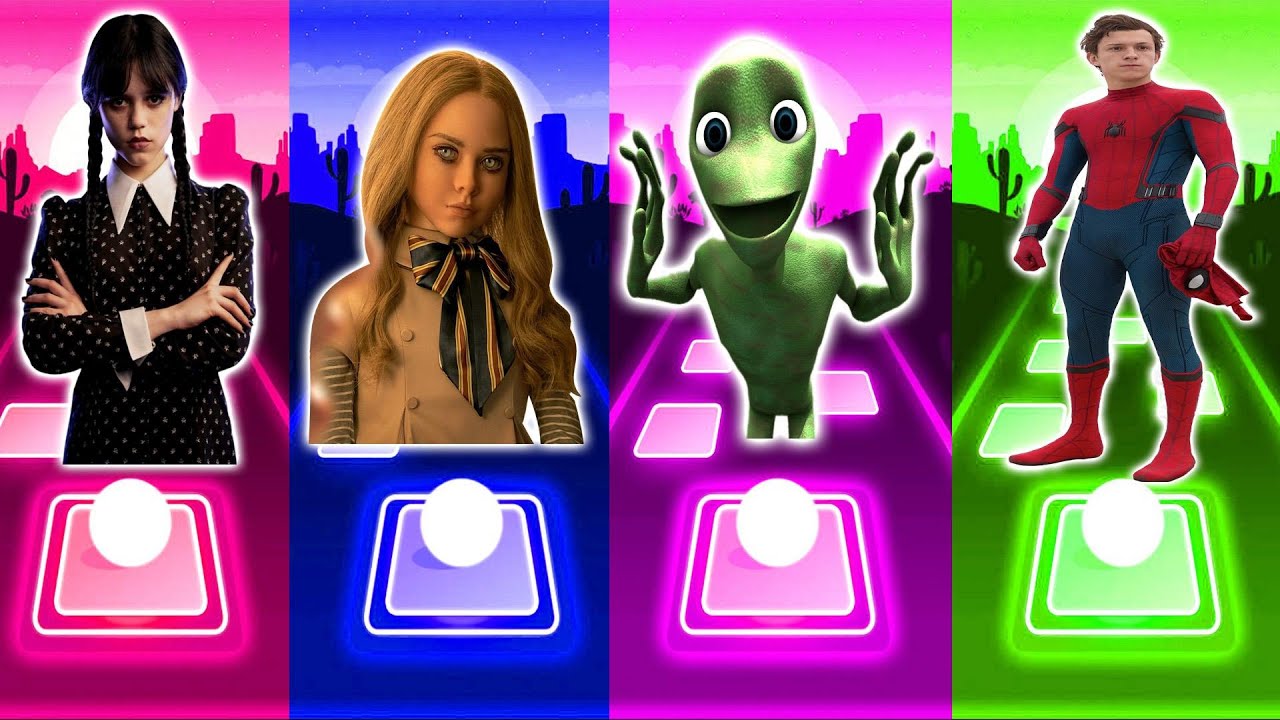 Wednesday Addams 🆚 MeganM3gan 🆚Alien Dance 🆚 Spider Man TILES - YouTube
