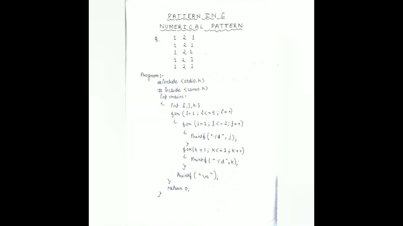 C Programming Pattern Numerical Pattern 1 121 12321 Youtube