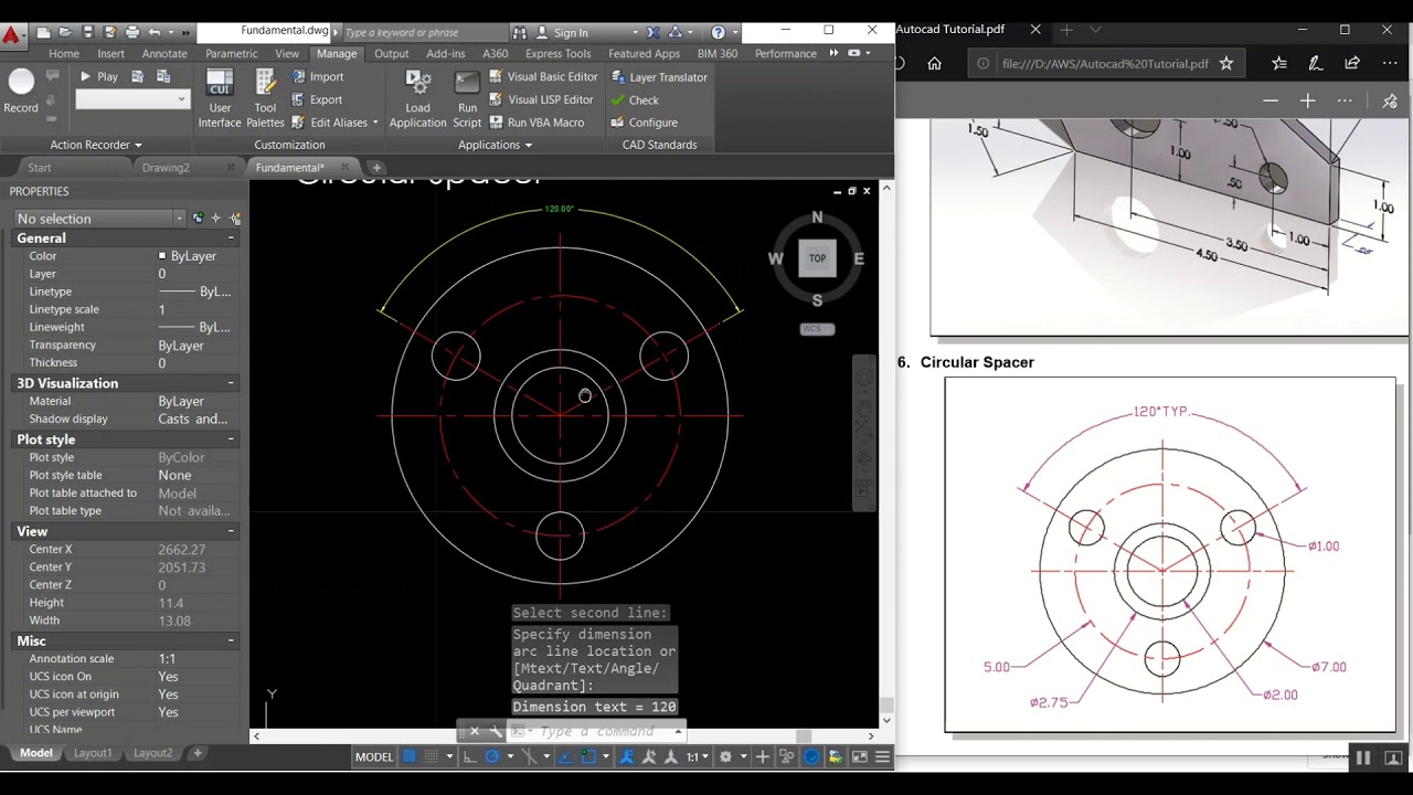 Autocad - Circular Spacer - YouTube